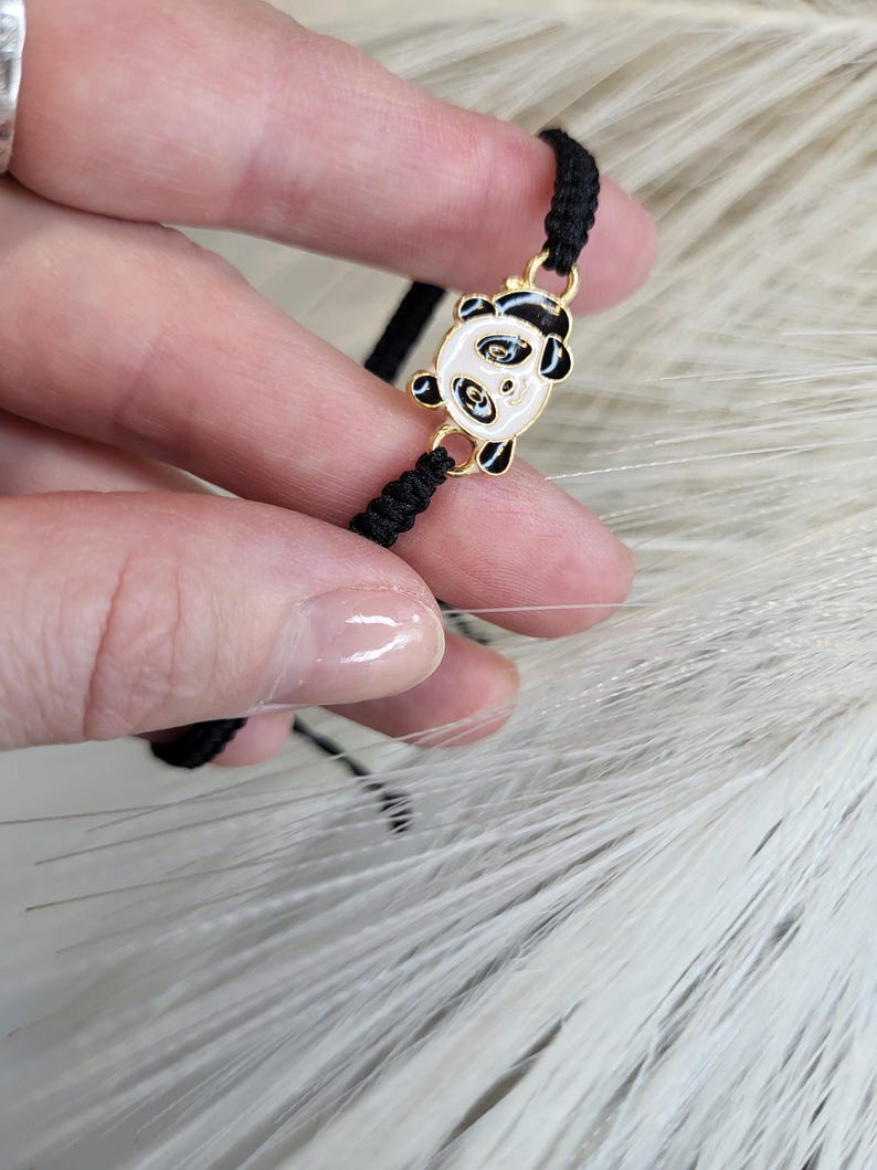 Panda Bracelet , Panda Adjustable Cord, Wildlife Bracelet, Panda Bear Bracelet, Panda Lovers ...