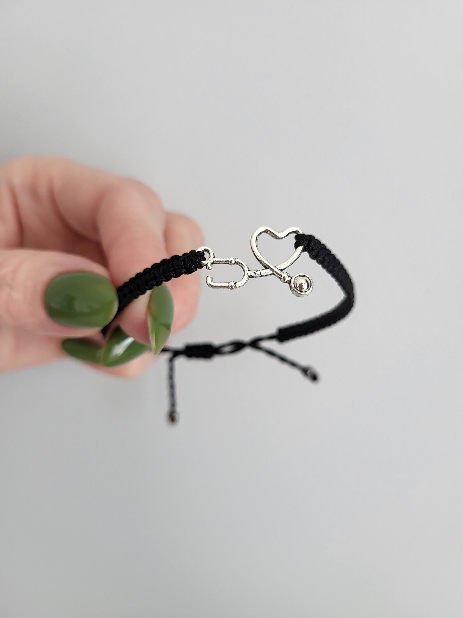 Stethoscope Bracelet: Adjustable Macrame Cord, Medical Jewelry ...