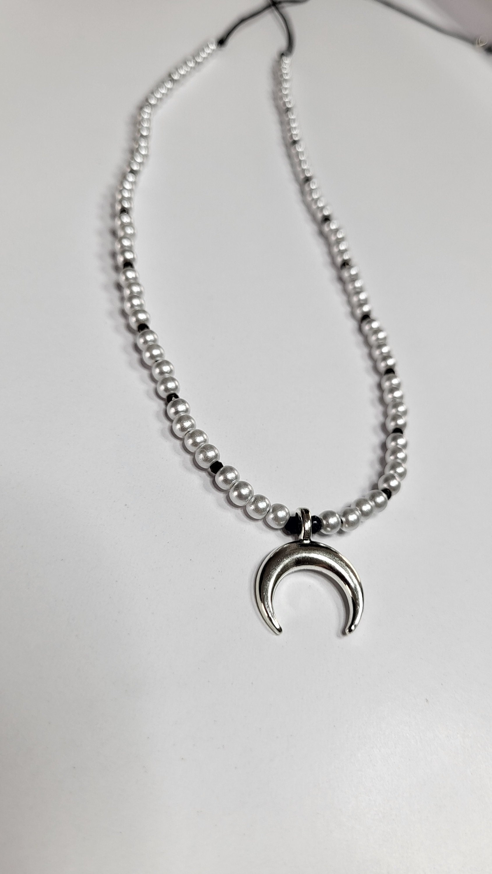 Crescent Moon Necklace, Seed Bead Choker, Beaded Necklace, Moon Jewelry ...