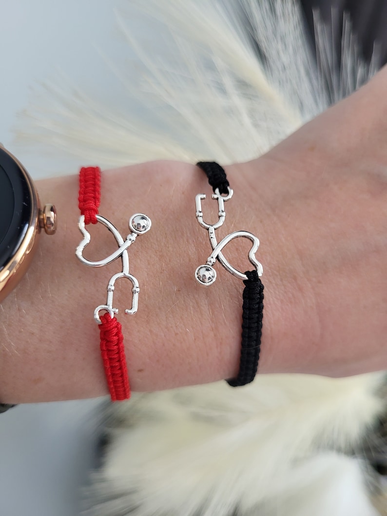 Stethoscope Bracelet: Adjustable Macrame Cord, Medical Jewelry ...