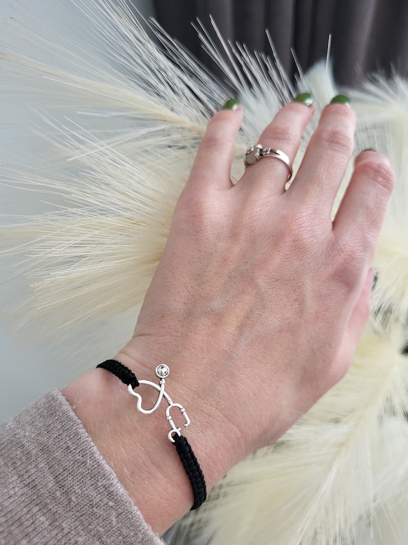 Stethoscope Bracelet: Adjustable Macrame Cord, Medical Jewelry ...