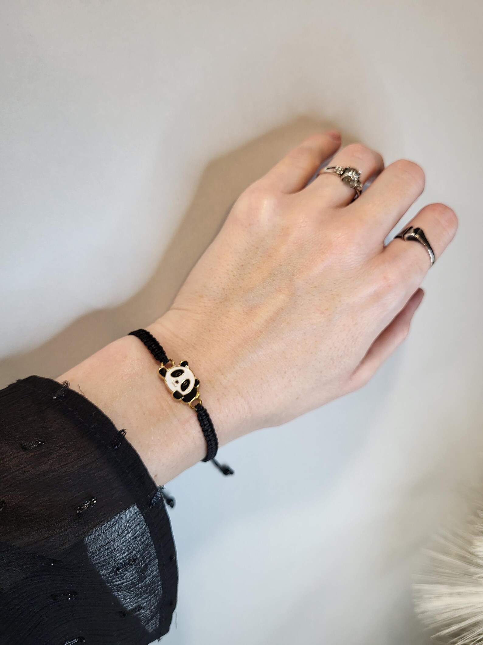 Panda Bracelet , Panda Adjustable Cord, Wildlife Bracelet, Panda Bear ...