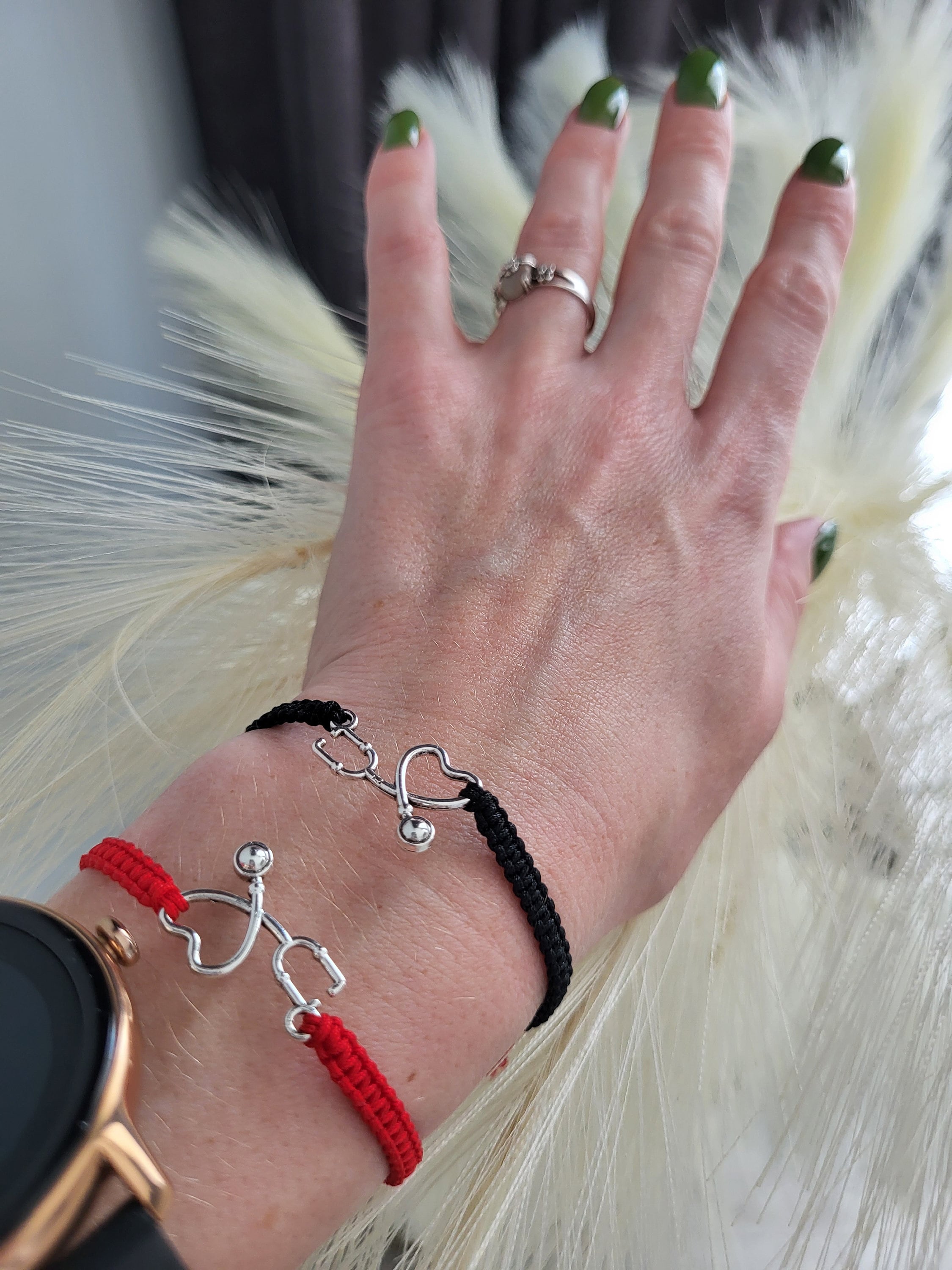 Stethoscope Bracelet: Adjustable Macrame Cord, Medical Jewelry ...