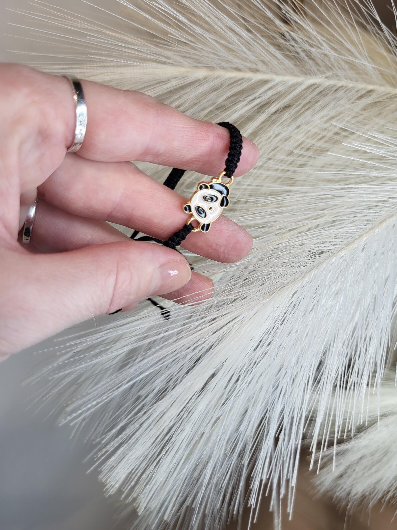 Panda Bracelet , Panda Adjustable Cord, Wildlife Bracelet, Panda Bear ...