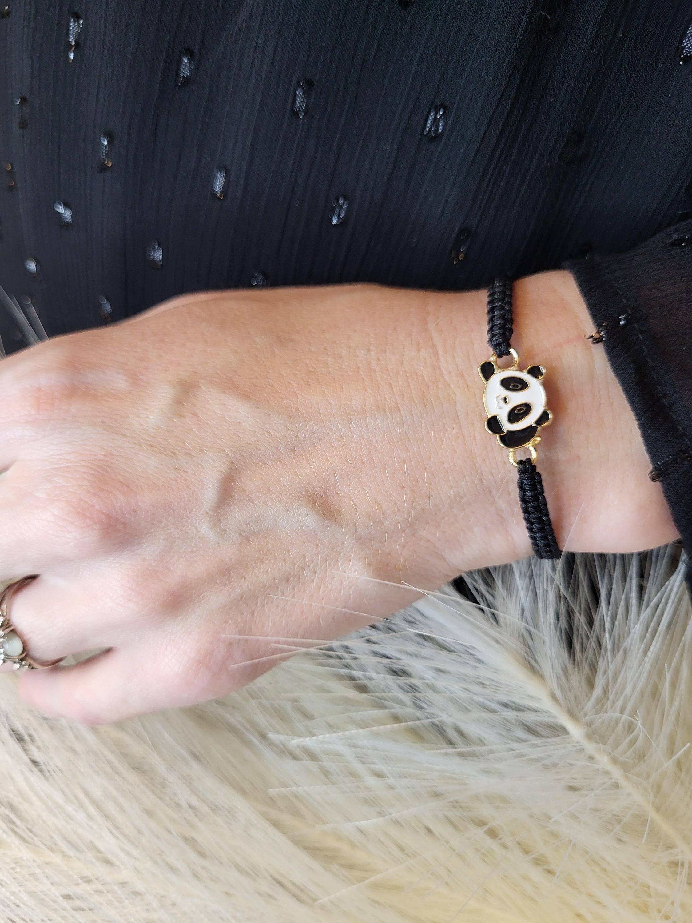 Panda Bracelet , Panda Adjustable Cord, Wildlife Bracelet, Panda Bear ...
