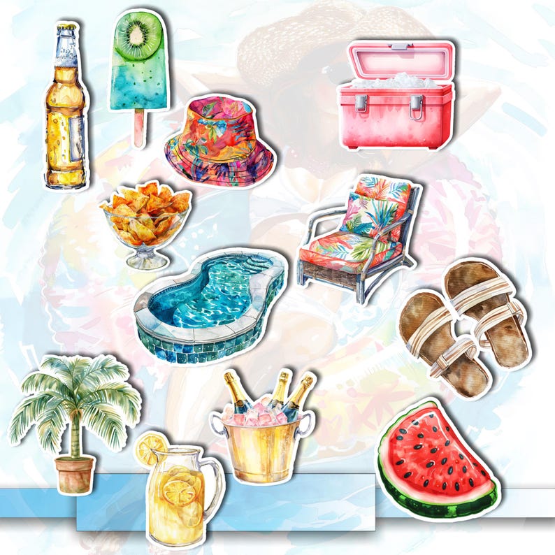 Watercolor Pool Party, Summer, Pool Party, Beach Party, Water Polo ...