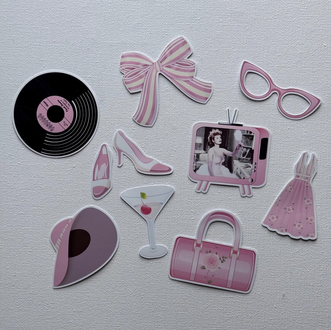 Sticker Set 50s, Sticker Record, Hat Retro, Vintage Sticker Pink - Etsy