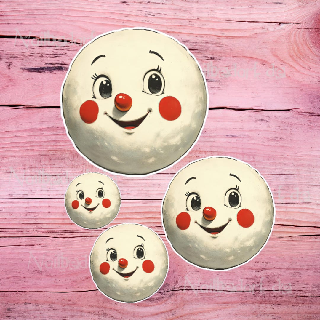 Cute Snowball Sticker Set, Retro Christmas, 4 Pieces, 5 13 Centimeters ...
