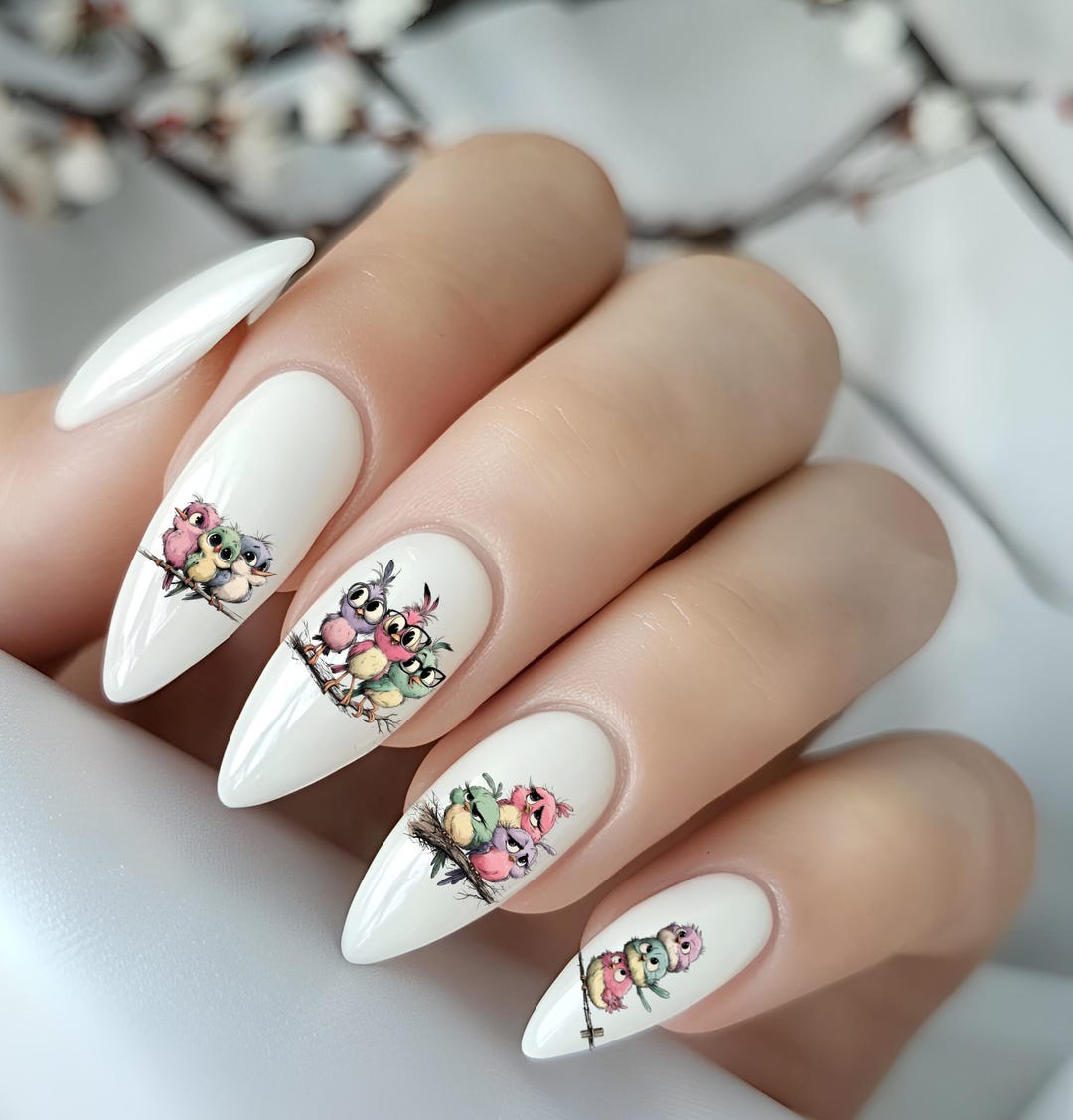 Nail Stickers Cute Birds Water Slide Stickers Decals for Nails Nail Art ...