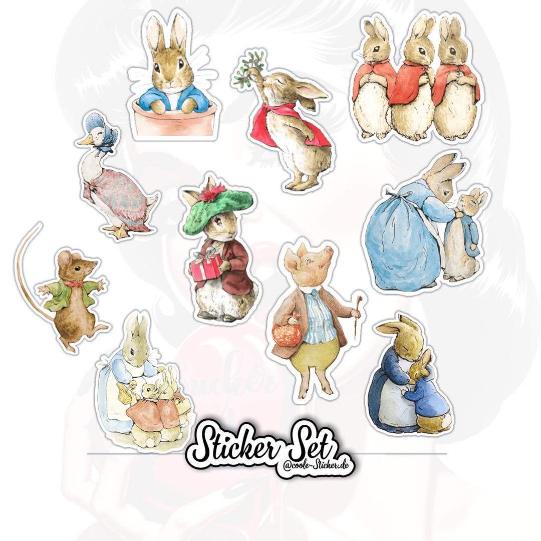 Sticker Pack Peter Rabbit Beatrix Potter Style I Cute Rabbit Stickers I ...