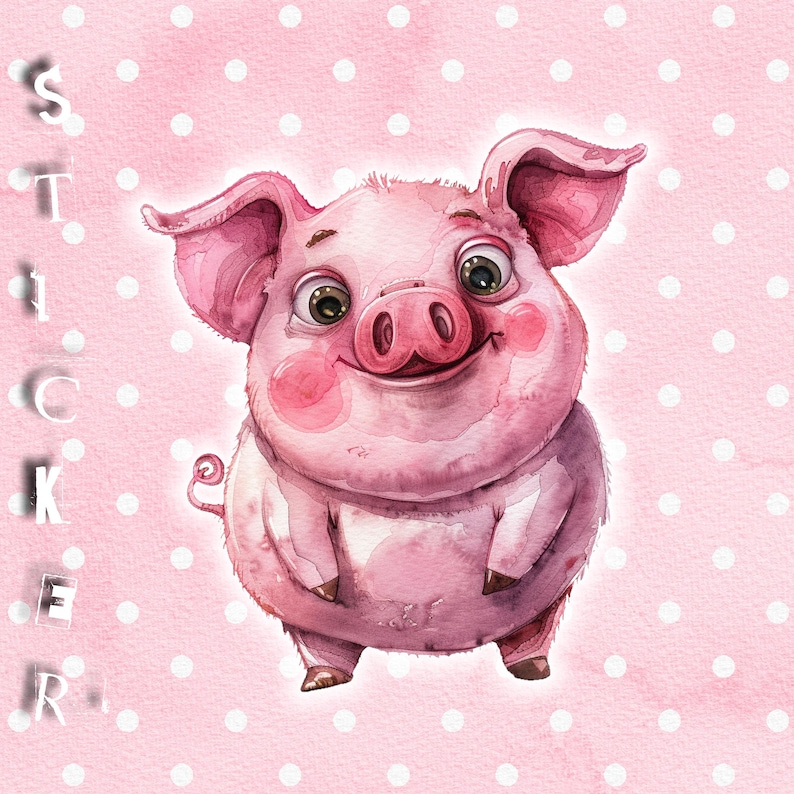 Piglet Sticker, Piglet Decal, Cute Piglet Sticker, Pink Piglet, Fat ...