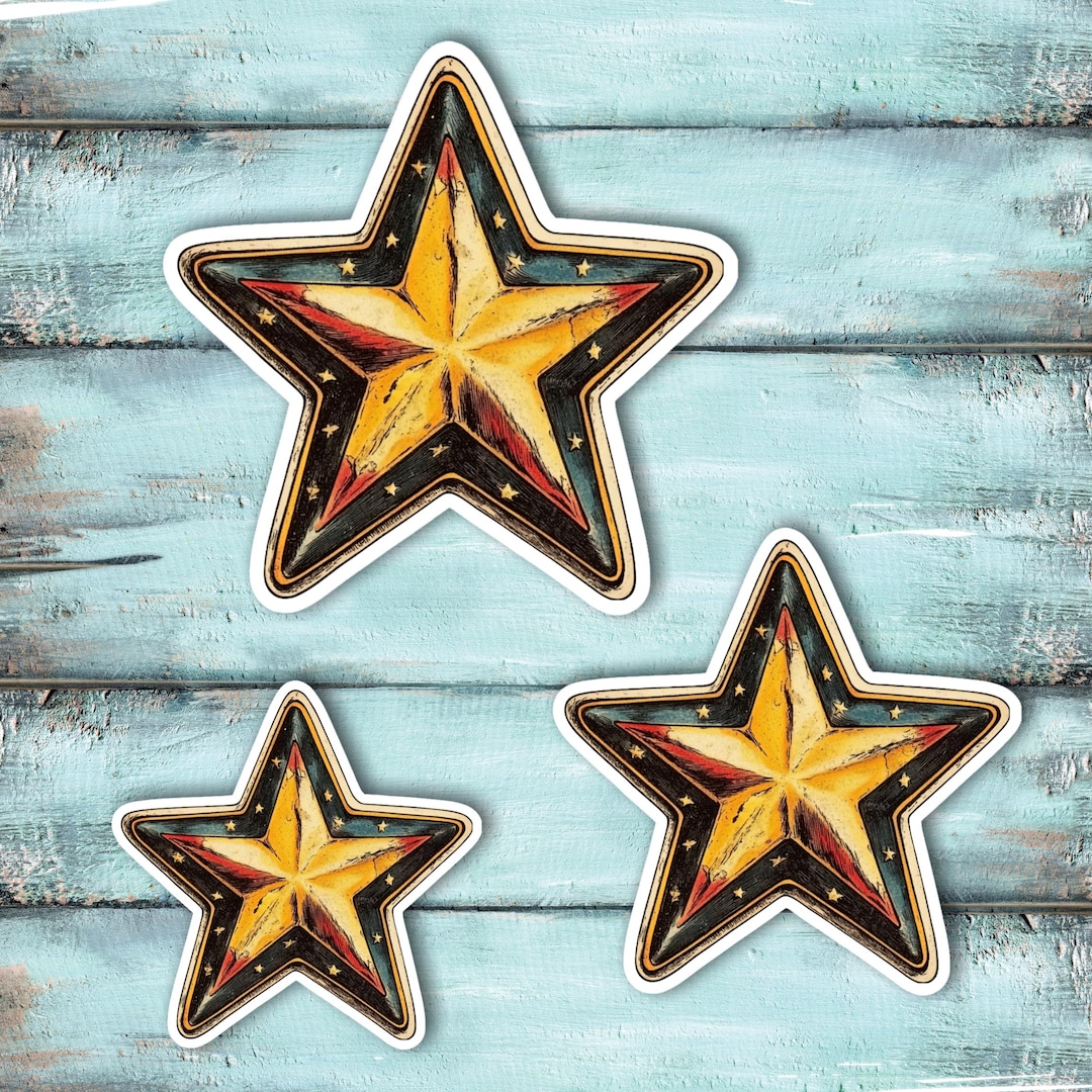 Retro Christmas Star Stickers, Vintage Sticker Star Set 7 15cm Window ...