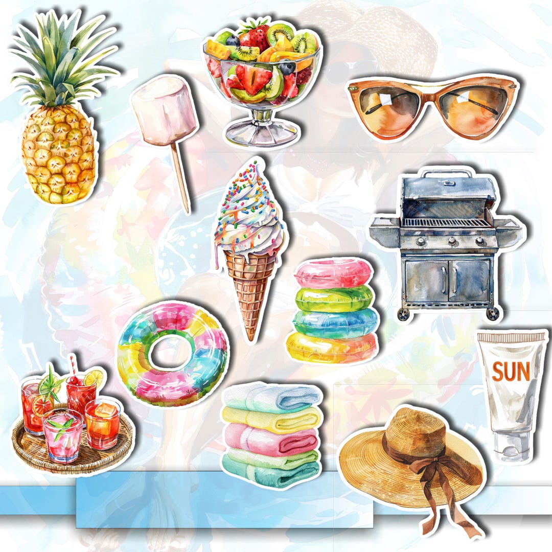 Watercolor Pool Party, Summer, Pool Party, Beach Party, Water Polo ...