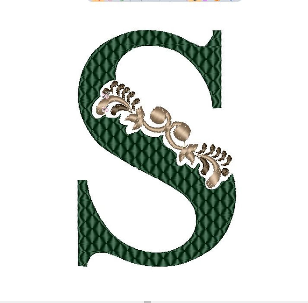 Fancy Embroidered Letter S, Digital File Ready to Download Pes, Jef ...