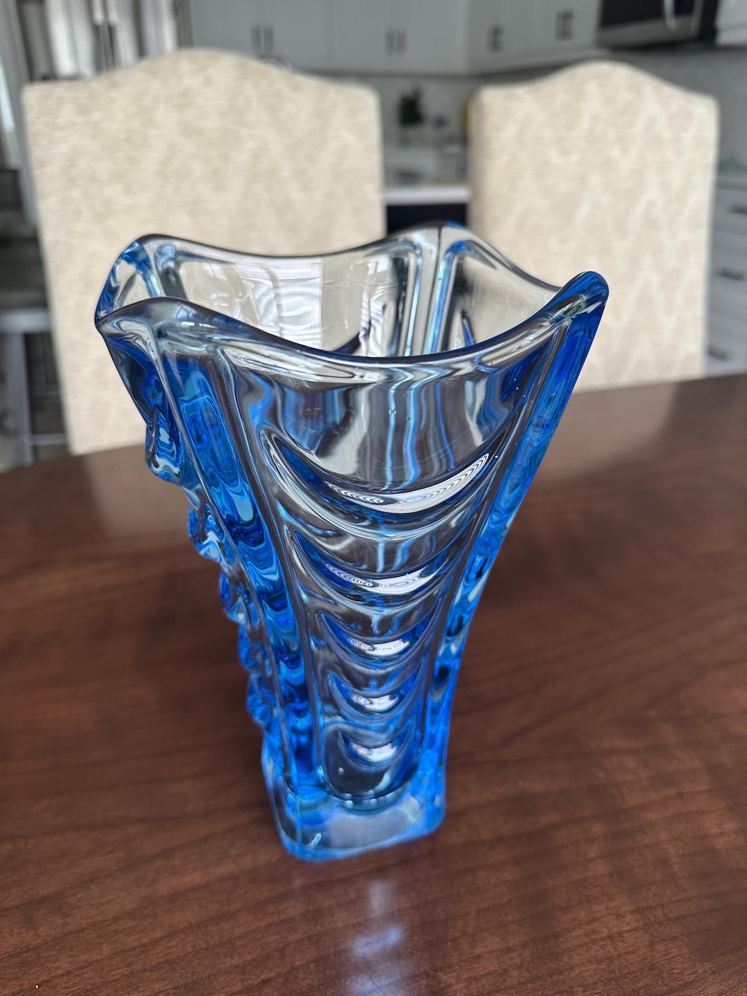 Vintage Czech Vaclav Hanus “drapery” Blue Glass Vase - Etsy