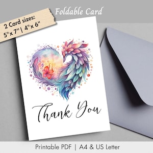 Printable Gratitude Card With Heart for Friendship and Thank You Notes ...
