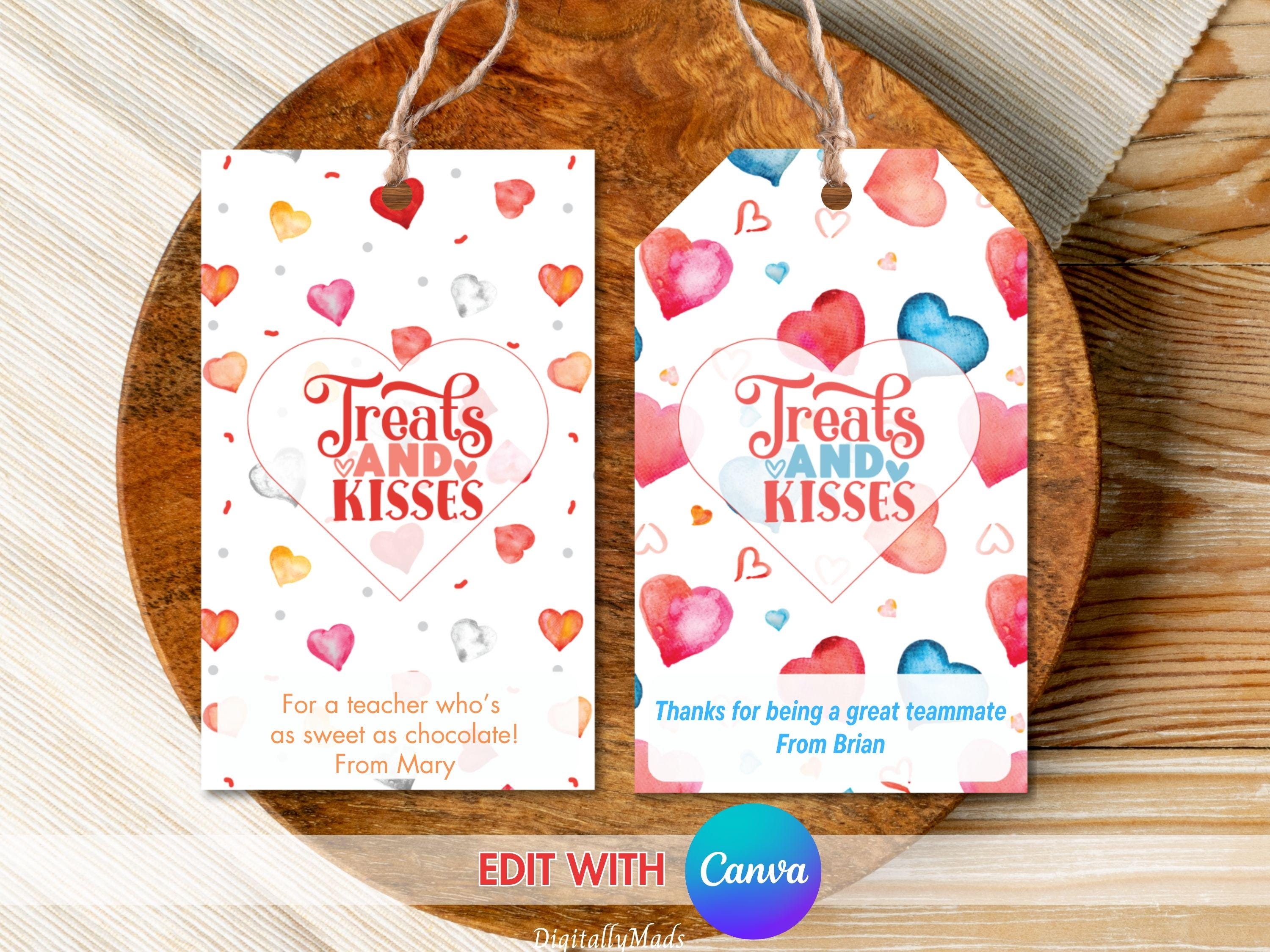 Editable Valentine Gift Tags, Treats & Kisses Labels, Printable ...