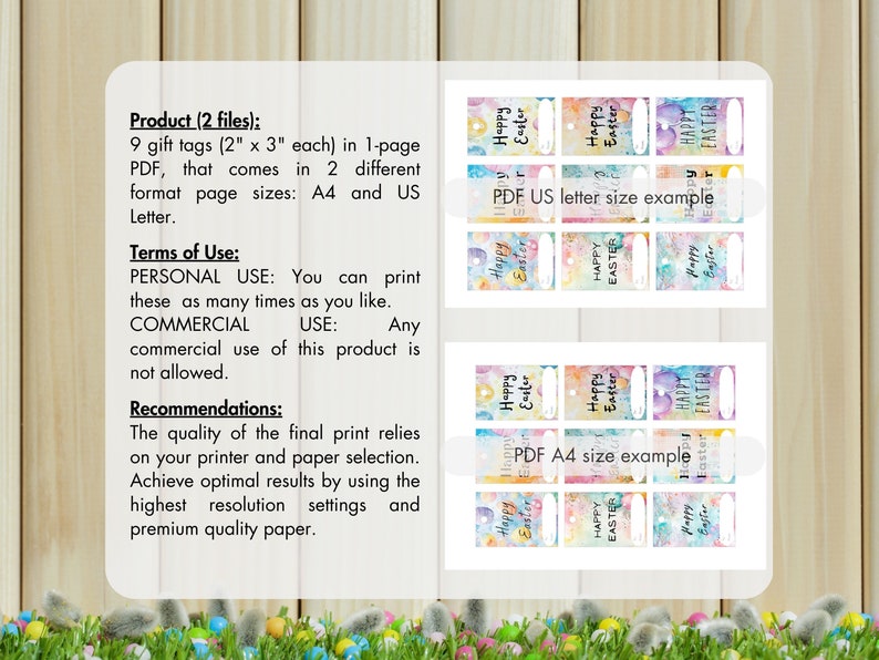 Easter Basket Tag Easter Tags Easter Gift Tags Easter Watercolor Gift ...