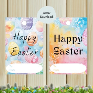 Easter Basket Tag Easter Tags Easter Gift Tags Easter Watercolor Gift ...