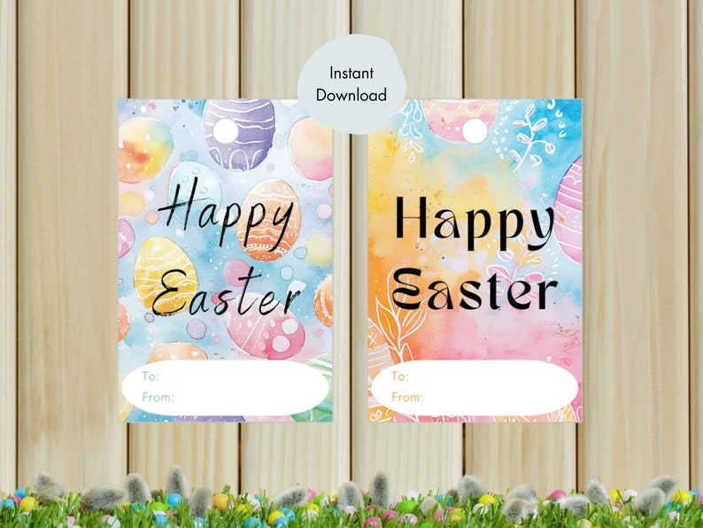 Easter Basket Tag Easter Tags Easter Gift Tags Easter Watercolor Gift ...