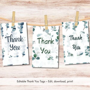 Editable Thank You Gift Tags, Botanical Labels, Printable Appreciation ...