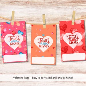 Editable Valentine Gift Tags, Treats & Kisses Labels, Printable ...