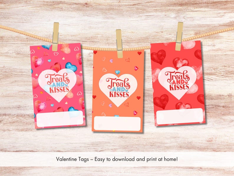 Editable Valentine Gift Tags, Treats & Kisses Labels, Printable ...