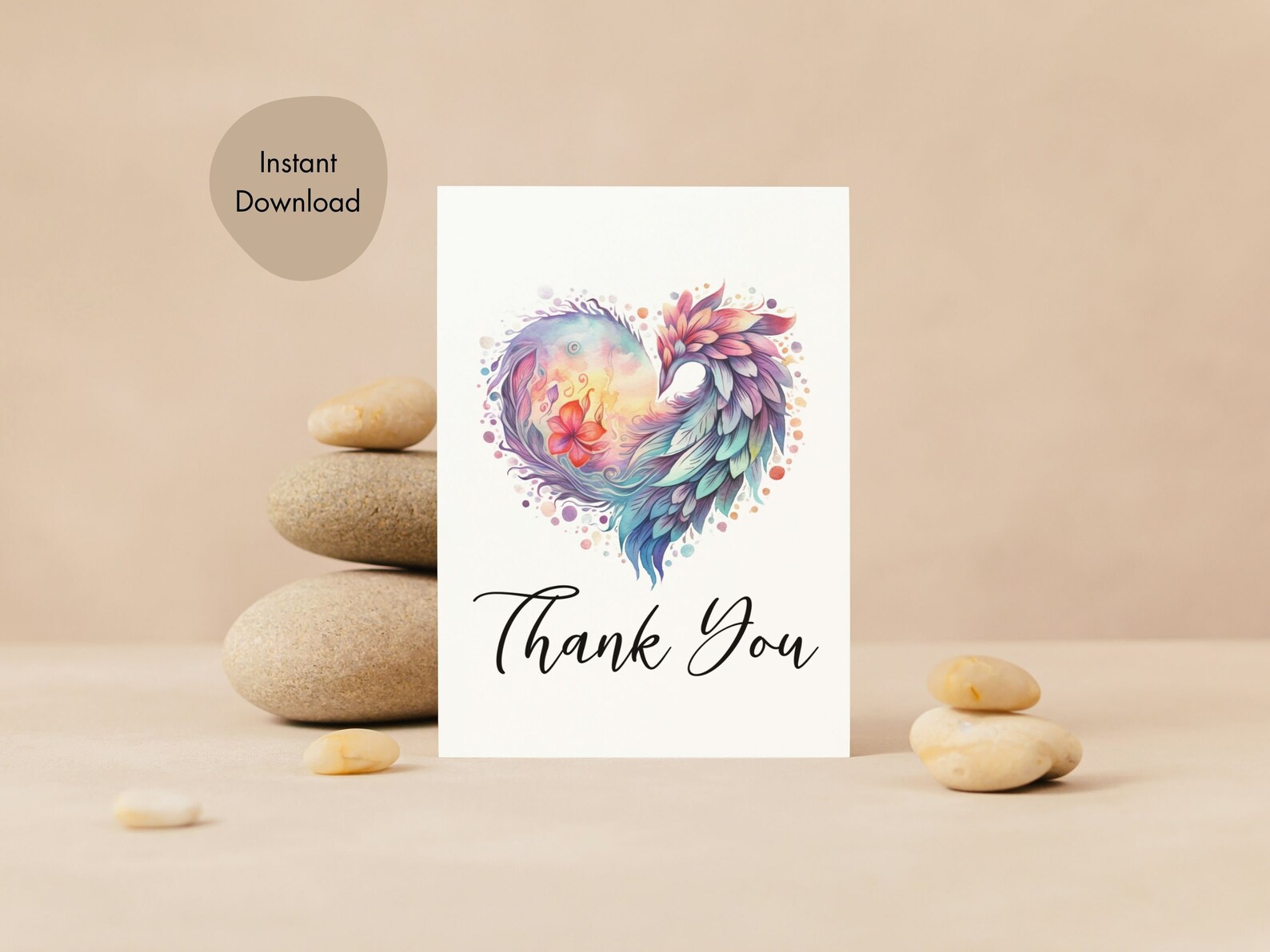 Printable Gratitude Card With Heart for Friendship and Thank You Notes ...