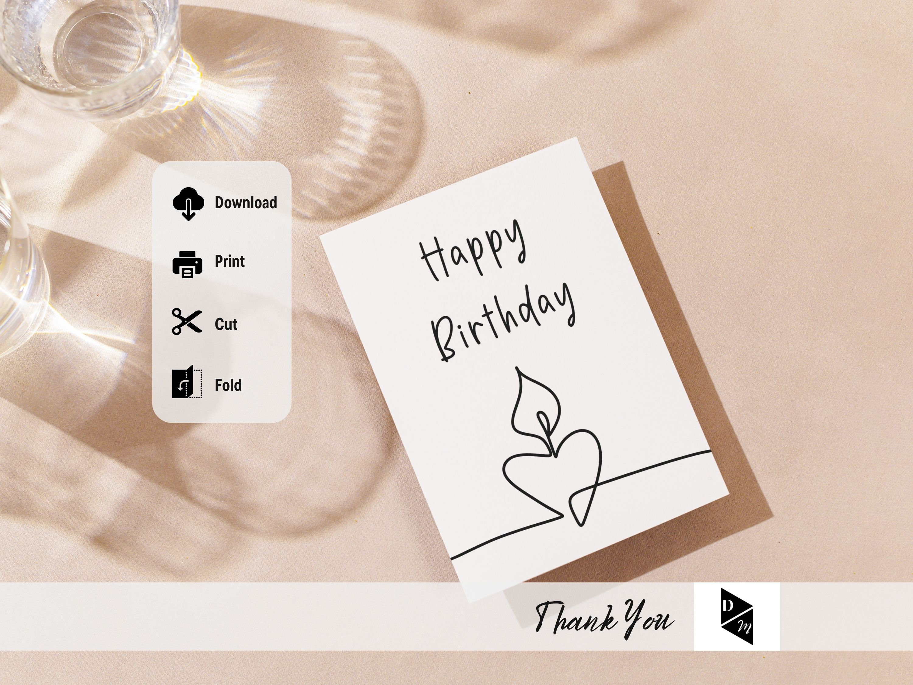 Simple Happy Birthday Printable Card Minimalist Birthday Card