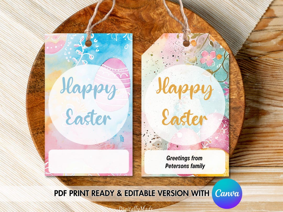 Editable Easter Gift Tags, Happy Easter Labels, Printable Basket Treats ...