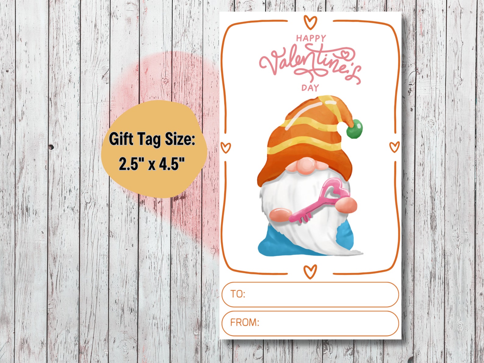 Printable Gnome Valentine's Day Card, Classroom Valentines, Printable ...