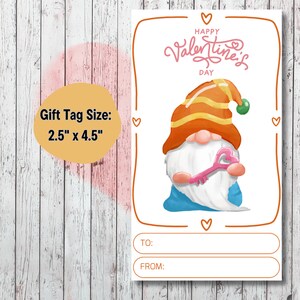 Printable Gnome Valentine's Day Card, Classroom Valentines, Printable ...