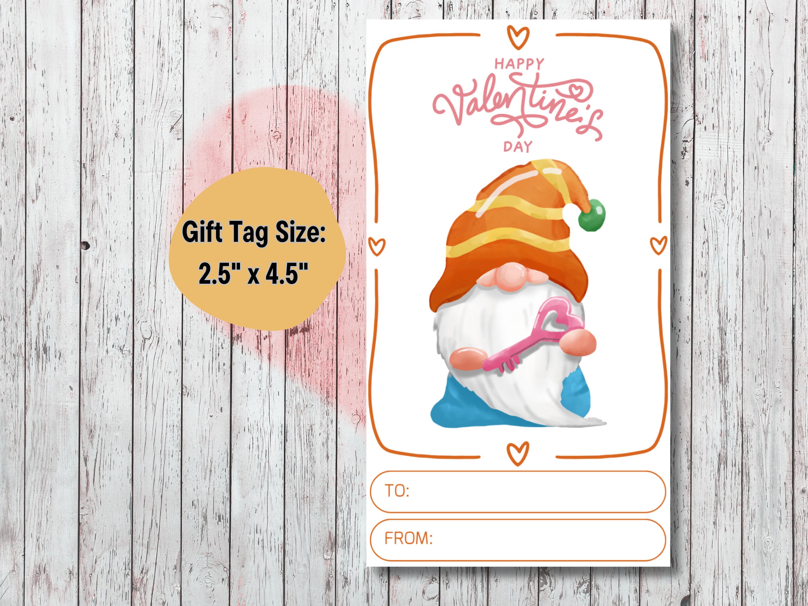 Printable Gnome Valentine's Day Card, Classroom Valentines, Printable ...