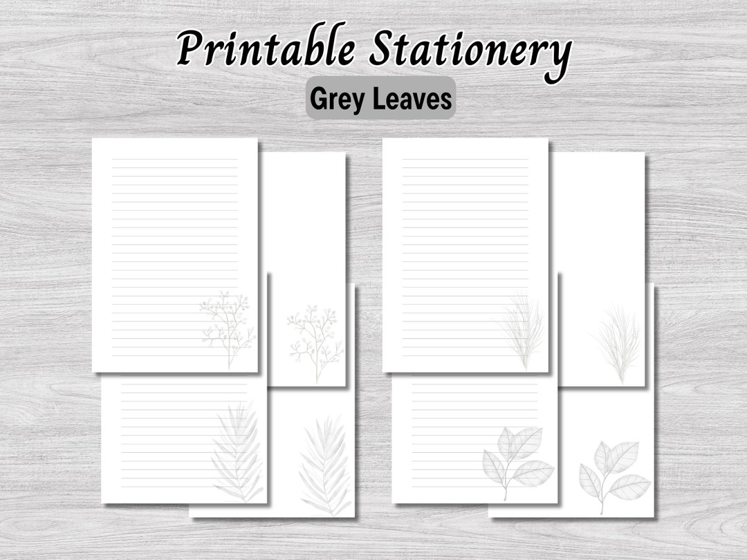 Minimalist Leaves Printable Stationery Set for Pen Pals, Journaling ...