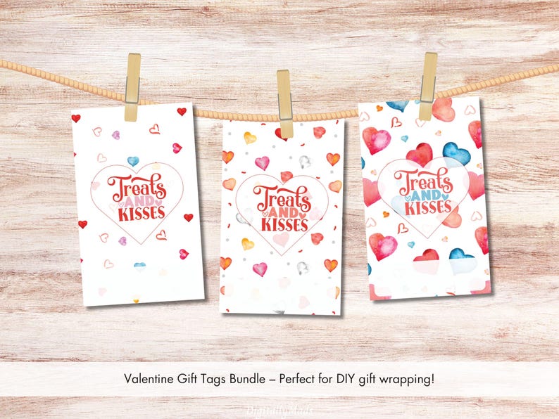 Editable Valentine Gift Tags, Treats & Kisses Labels, Printable ...