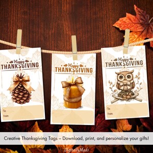 Thanksgiving Gift Tags Printable, Coquette Fall Tags, PDF Thank You ...