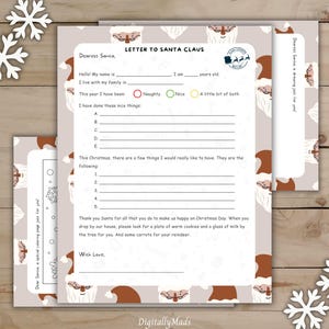 Christmas Wish List, Printable Letter to Santa With Drawing and ...