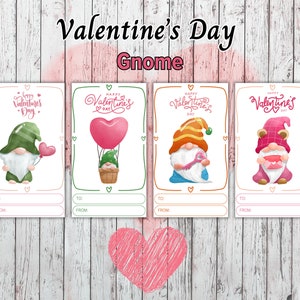 Printable Gnome Valentine's Day Card, Classroom Valentines, Printable ...