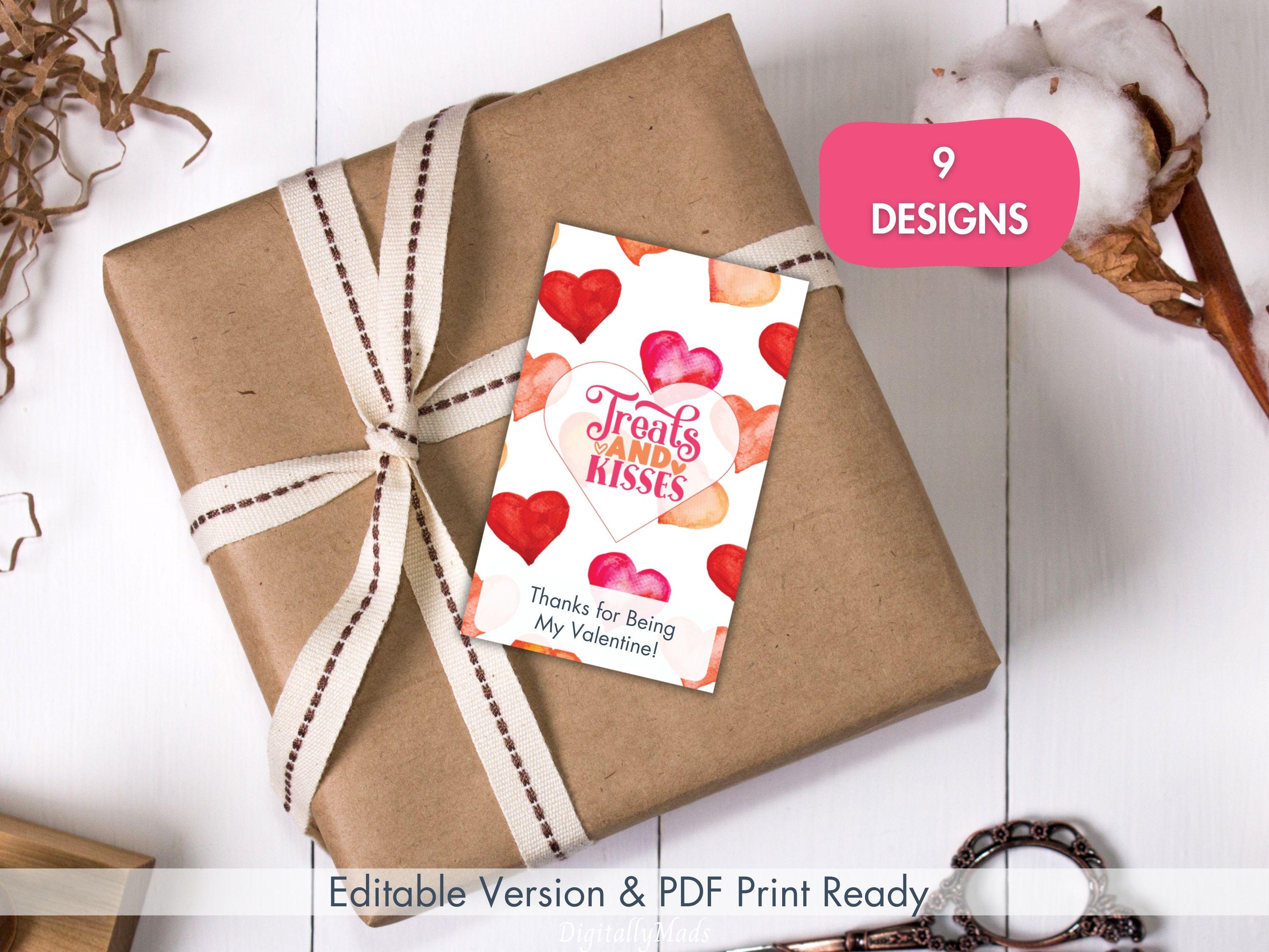 Editable Valentine Gift Tags, Treats & Kisses Labels, Printable ...