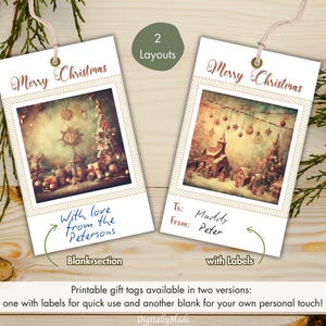 Merry Christmas Gift Tags Printable, Vintage Christmas Labels, Cozy ...