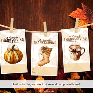 Thanksgiving Gift Tags Printable, Coquette Fall Tags, PDF Thank You ...