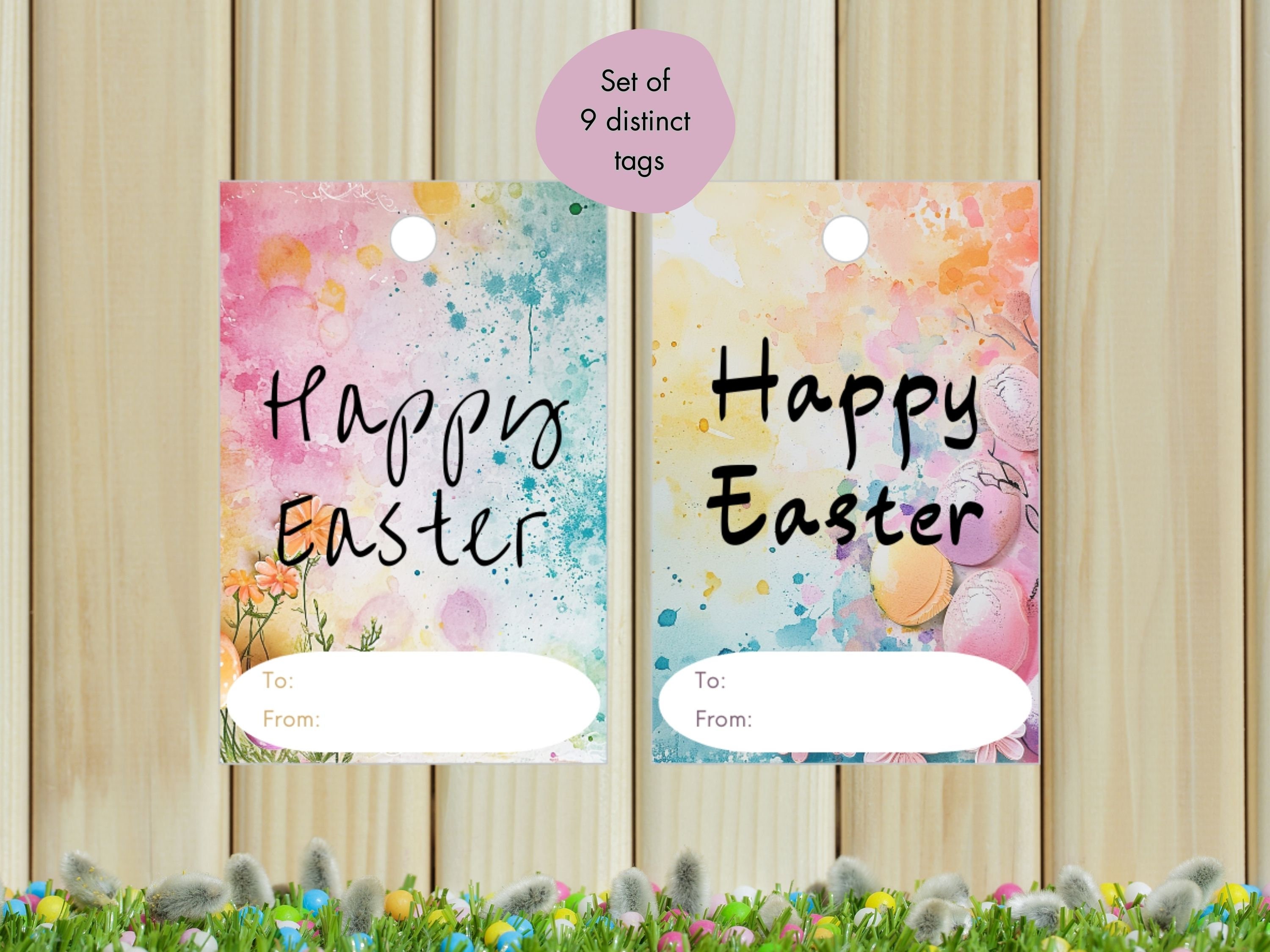 Easter Basket Tag Easter Tags Easter Gift Tags Easter Watercolor Gift ...
