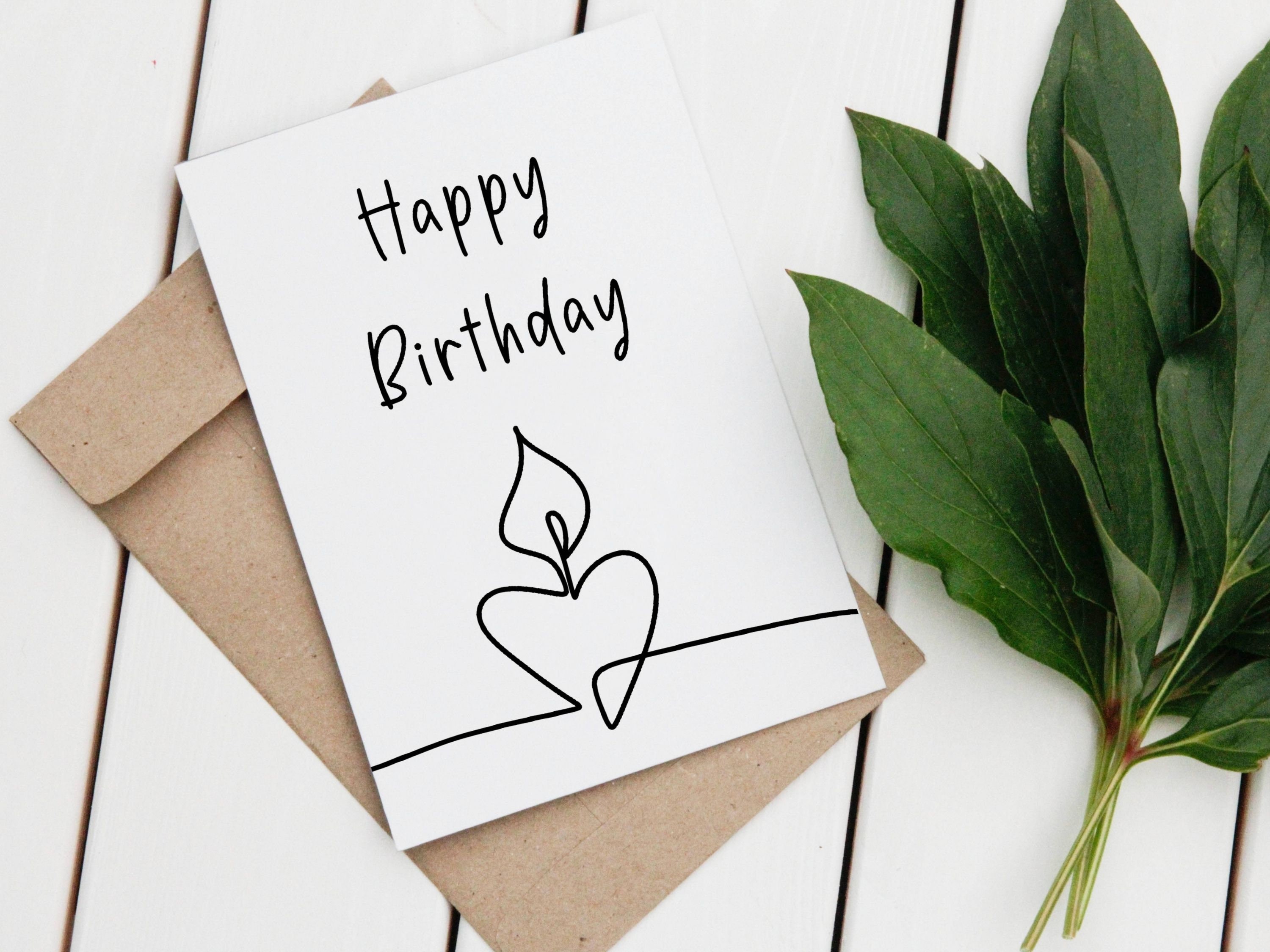 Simple Minimalist Printable Birthday Card, Aesthetic Modern Happy ...