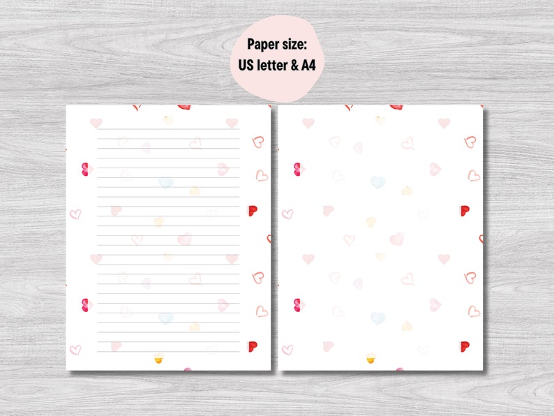 Heart Framed Writing Paper, Printable Letter Paper for Pen Pals and ...