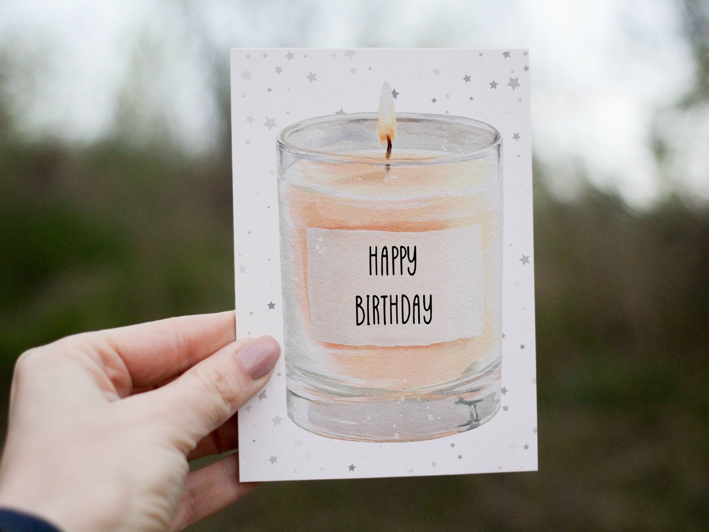 Printable Happy Birthday Card, Candle Birthday Card, Cute Happy ...