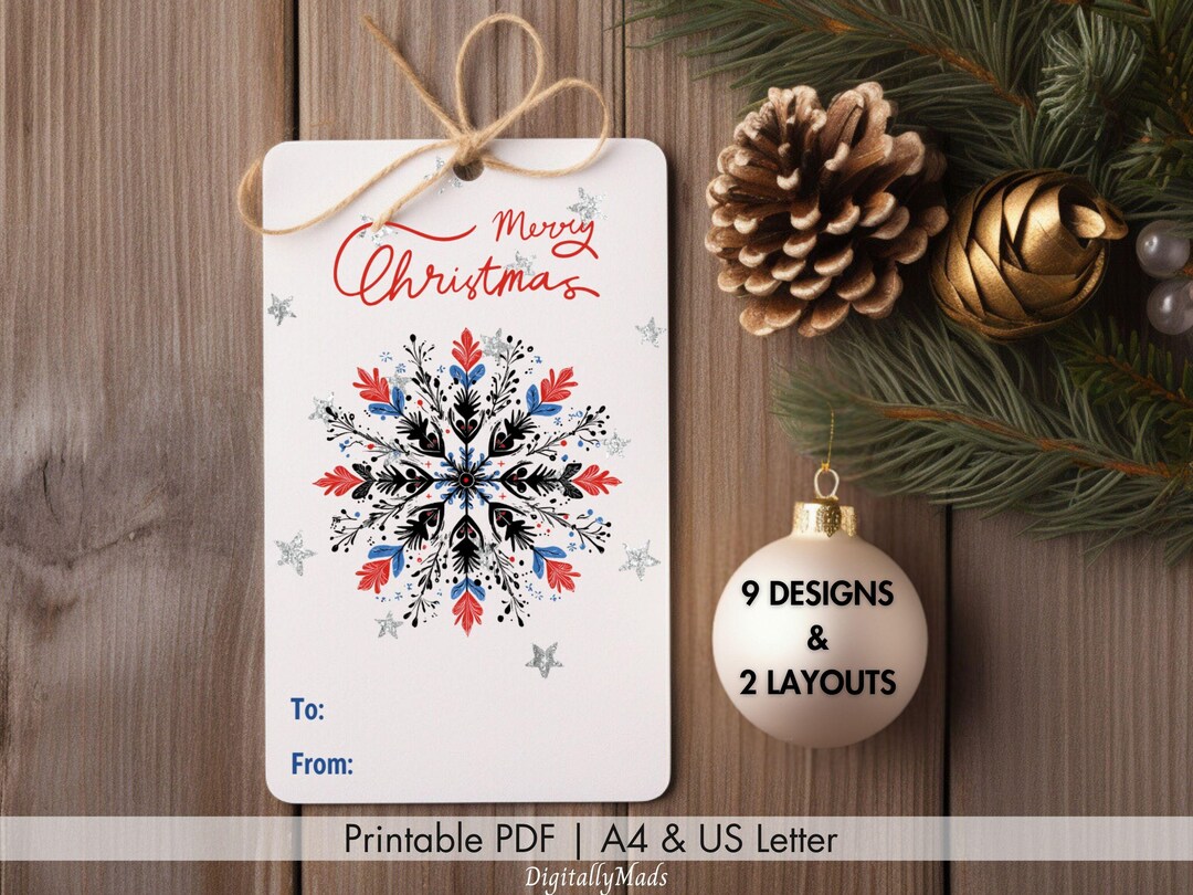 Preppy Christmas Gift Tags Printable, Winter Holiday Labels ...