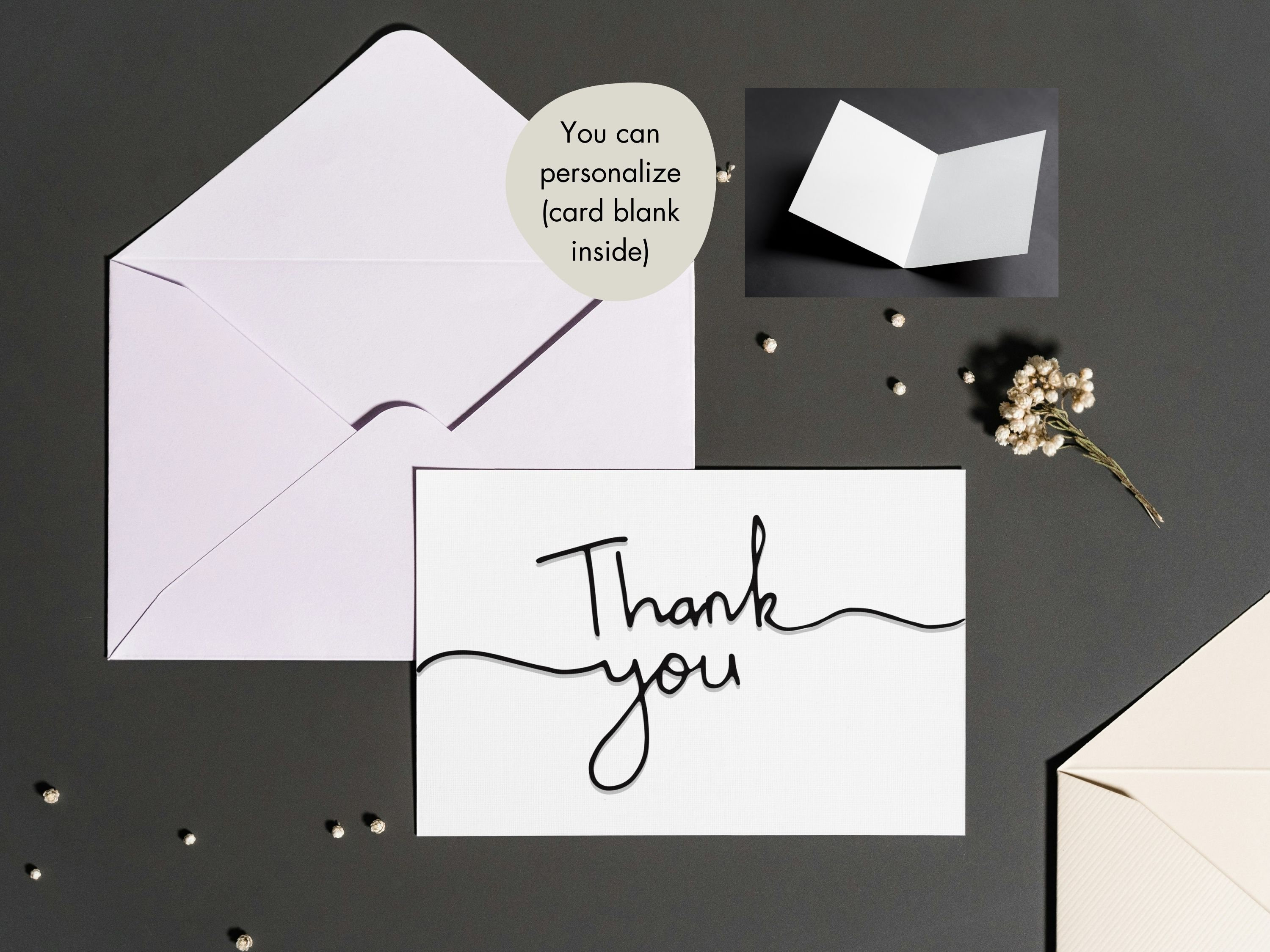 Thank You Card Gratitude Card Printable Thank You Card Calligraphy Card ...