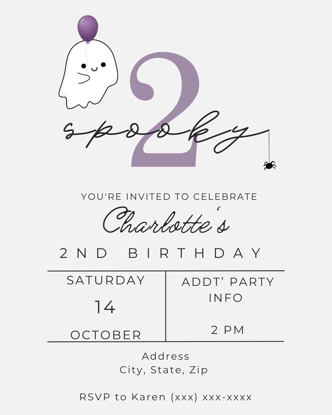 Editable Two Spooky Invitation Template - Etsy