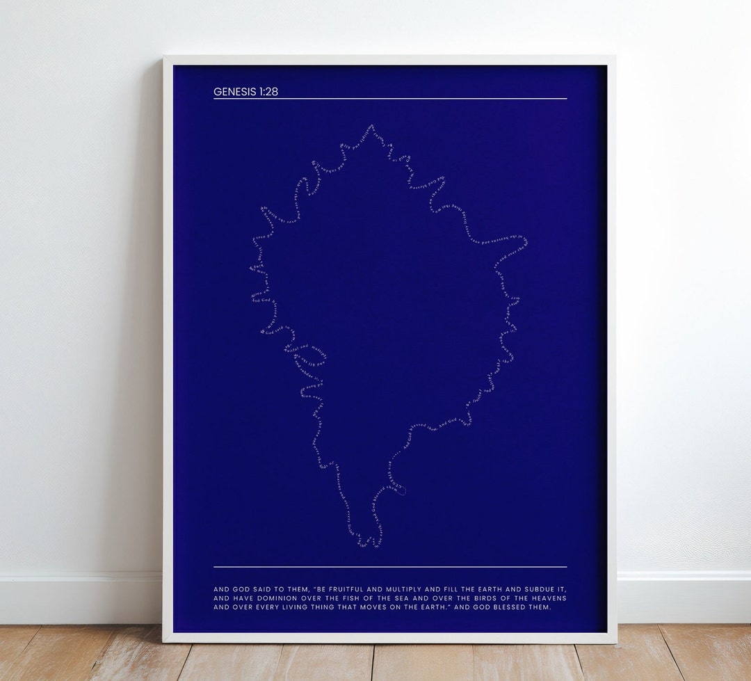 Genesis Bible Wall Art Digital File, Electric Blue Modern Meditation ...