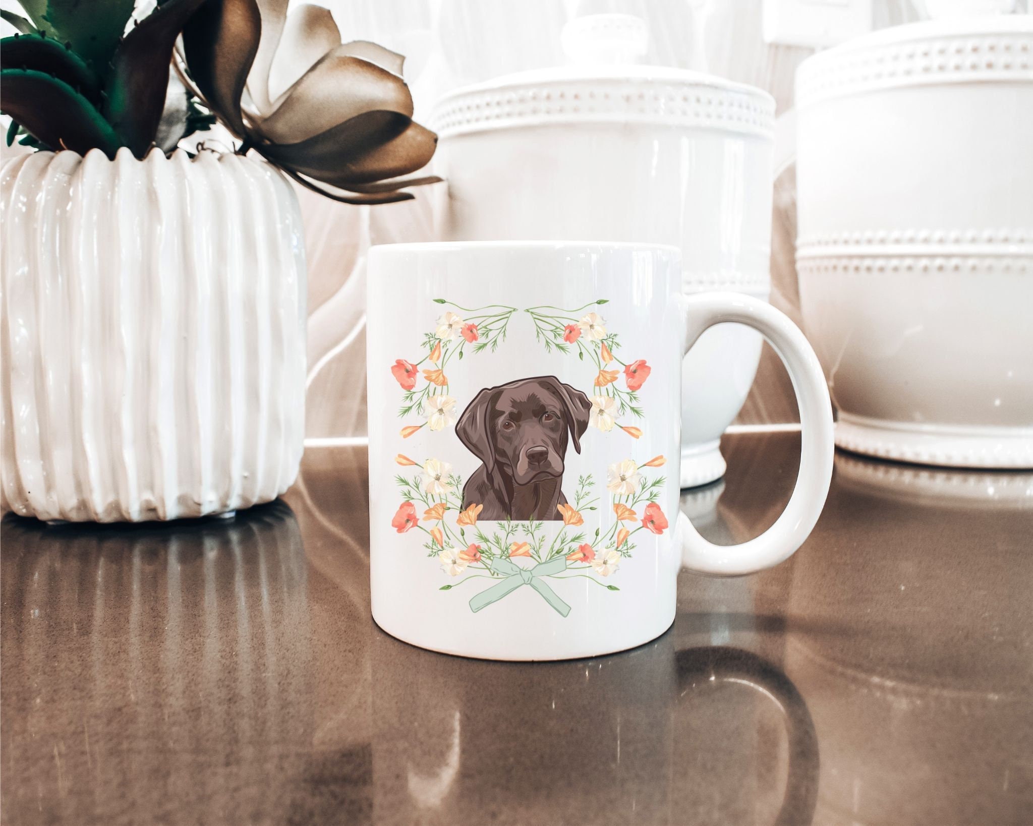Cottagecore Lab Mug, Cottagecore Flower Mug, Chocolate Lab Mom ...